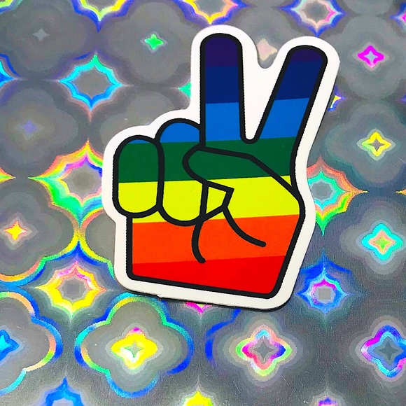 Hand Crafted | Wall Decor | Rainbow Peace Sign Hand Vibrant Pride ...